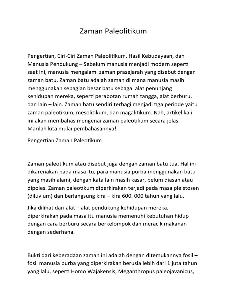 Zaman Paleolitikum | PDF | Sains & Matematika