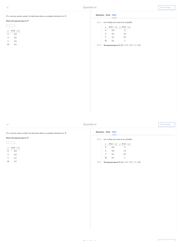 Report: Expected Value 100%: Ques On 6 | PDF | Expected Value | Probability Distribution