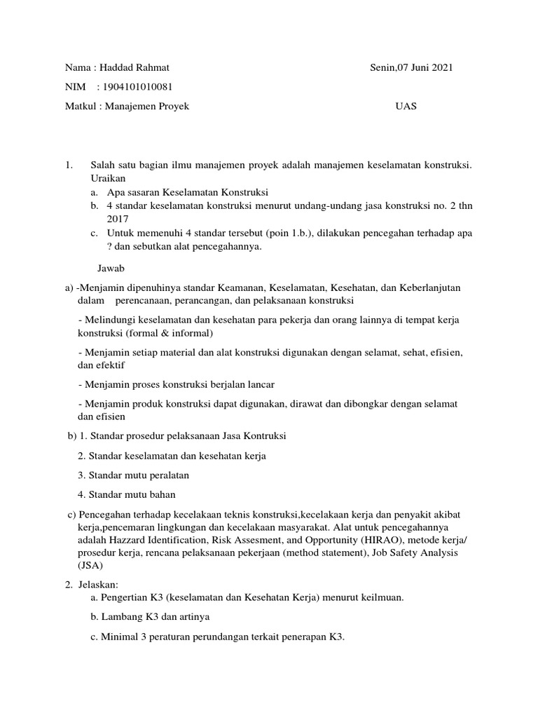 Contoh Soal Manajemen Proyek | PDF