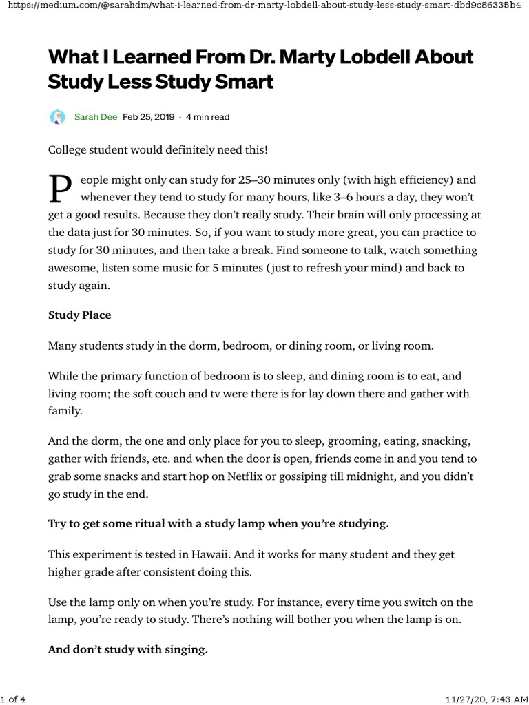 What I Learned From Study Less Study Smart | PDF | Concept | Mnemonic