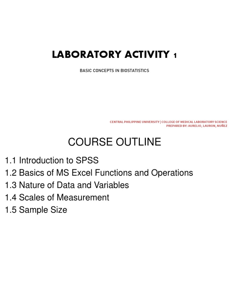 Laboratory Activity 1: Basic Concepts in Biostatistics | PDF | Spss ...