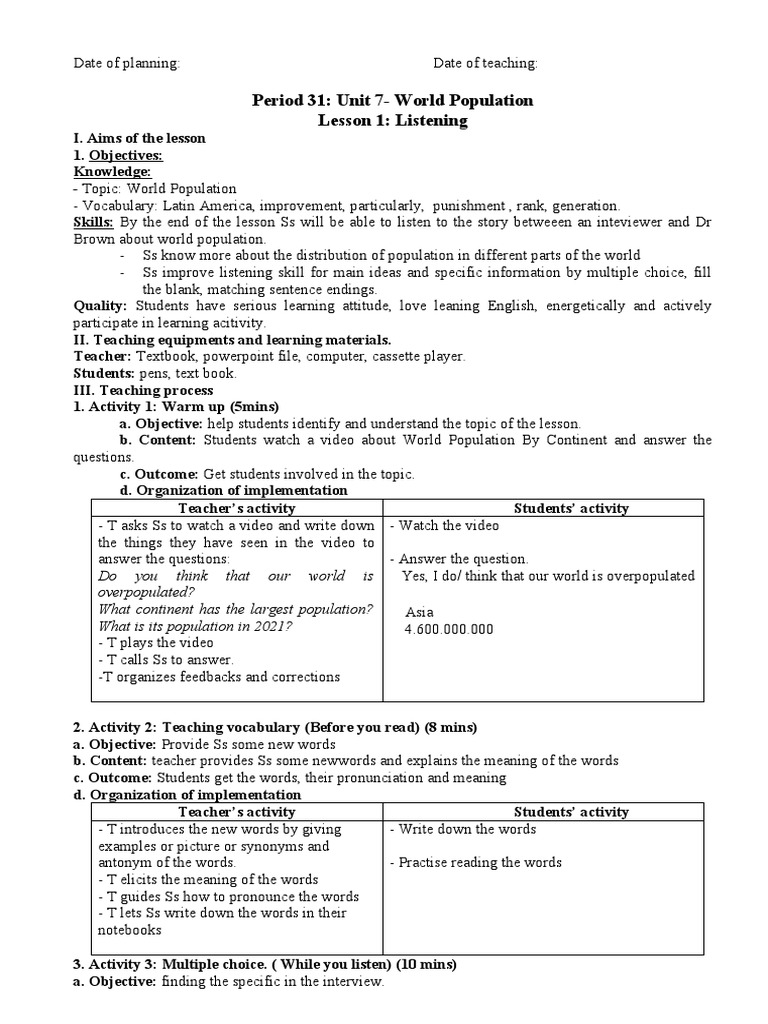 Unit 7 Listening | PDF | Homework | Teachers