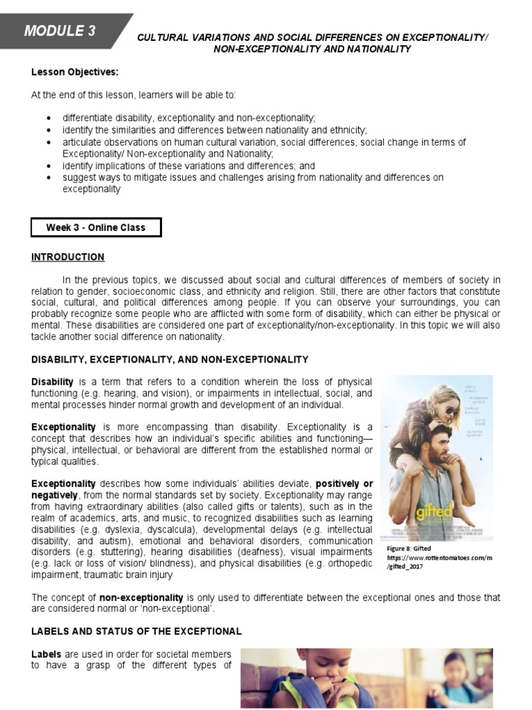 Cultural Variations and Social Differences On Exceptionality/ Non ...