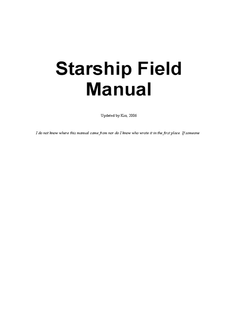 Field Manual for Starship Operations: Guidelines for Spacecraft ...