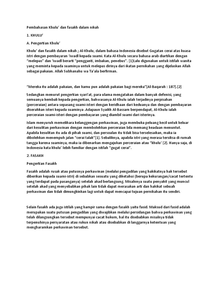 Khuluq Dan Fasakh | PDF