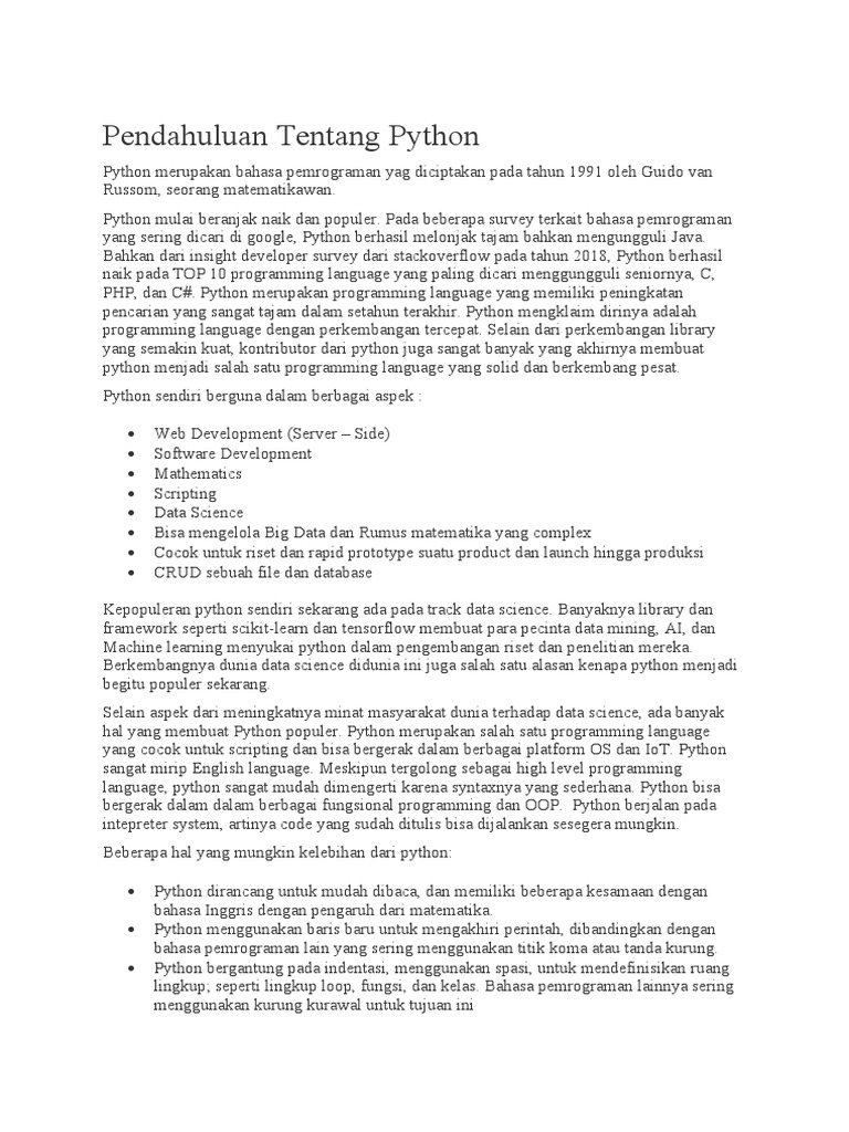 Pendahuluan Tentang Python | PDF