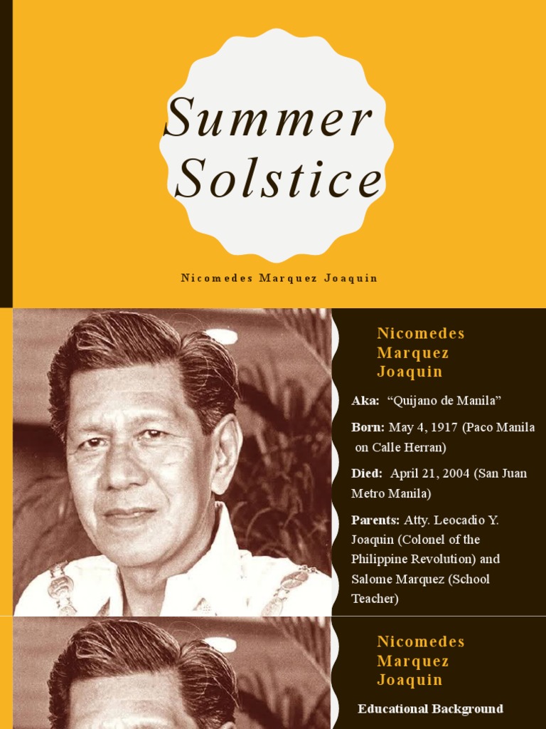 A Woman's Empowerment: An Analysis of Nick Joaquin's Short Story 'The Summer Solstice' | PDF