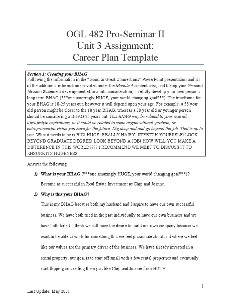 Unit 3 Module Career Plan | PDF | Goal | Project Management