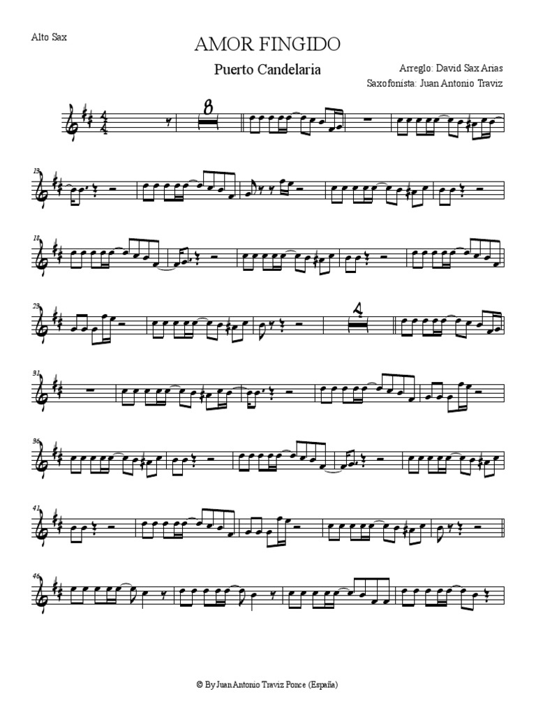 AMOR FINGIDO - Sax Solo | PDF