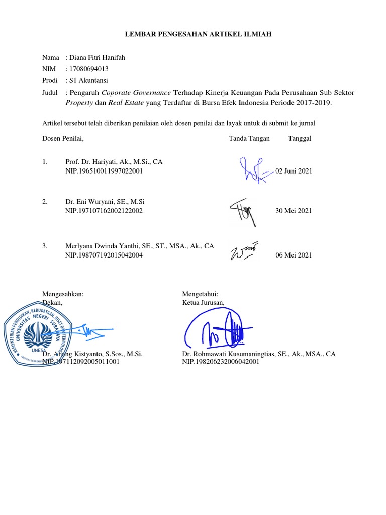 Diana Fitri Hanifah 17080694013 LPA | PDF