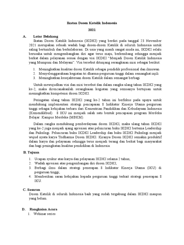 TOR - Acara Puncak HUT IKDKI Ke 2 | PDF