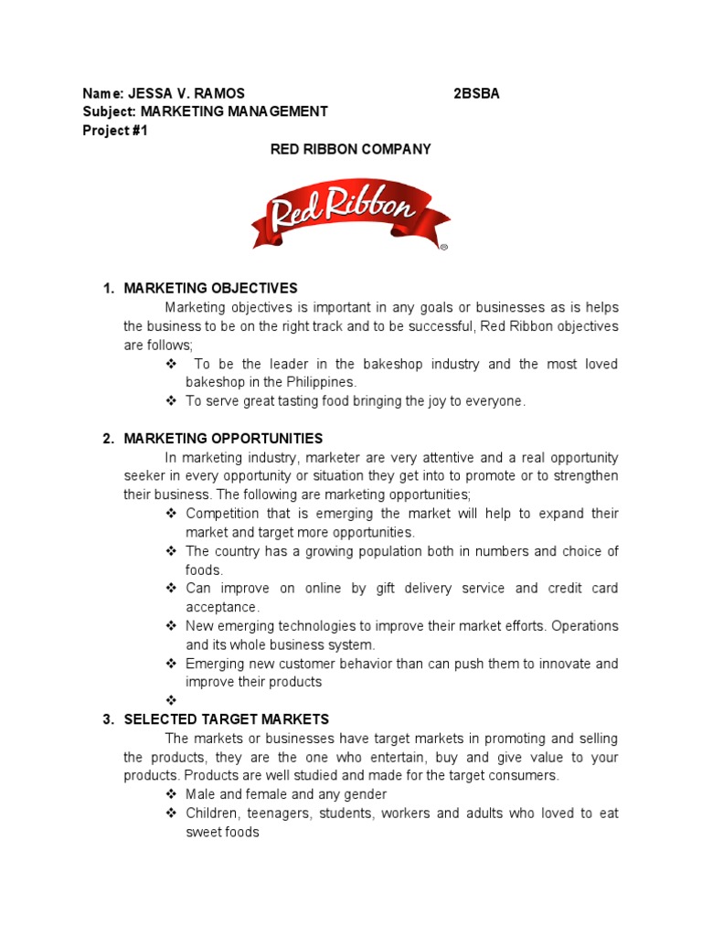 Red Ribbon - PROJECT | PDF | Marketing | Marketing Strategy