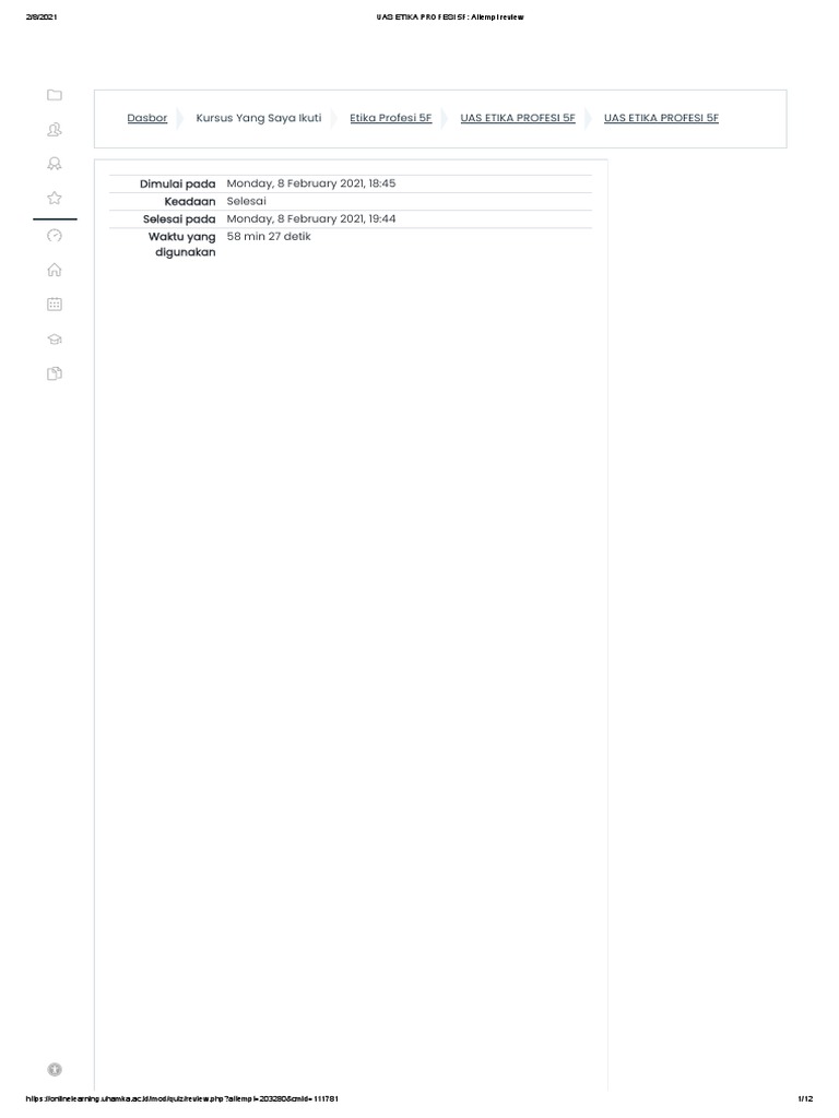 UAS ETIKA PROFESI 5F - Attempt Review | PDF