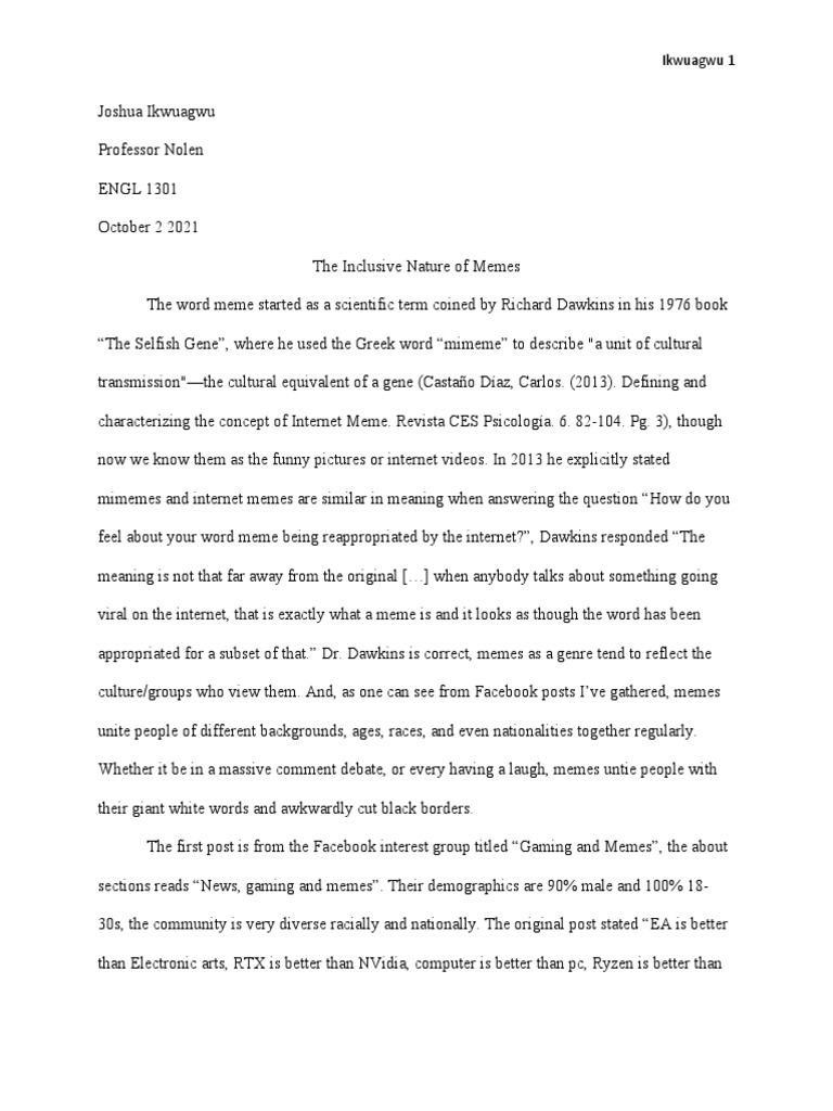 The Inclusive Nature of Memes | PDF | Meme