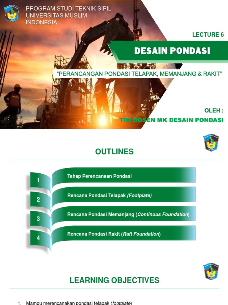 LECTURE 6 - Perancangan Pondasi Telapak, Pondasi Memanjang, Dan Pondasi ...
