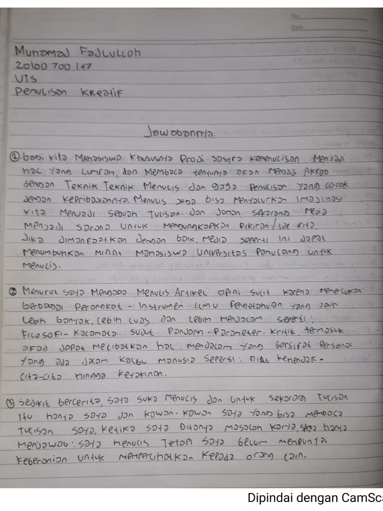 Uts Penulisan Kreatif M.fadlulloh | PDF