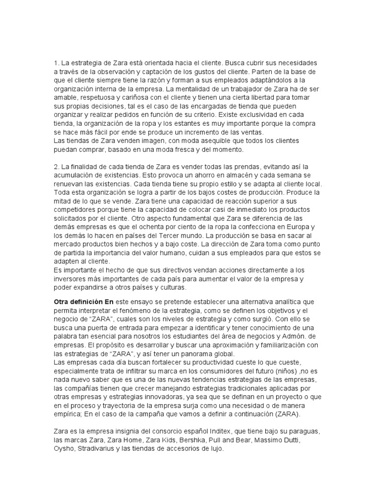 Caso Zara Respuestas | PDF | Cadena de valor | Moda