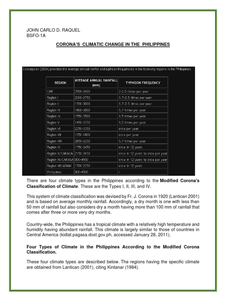 Corona 'S Climatic Change in The Philippines | PDF | Rain | Earth Phenomena