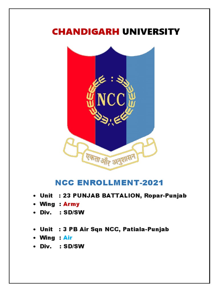 NCC Enrollment 2021 | Download Free PDF | Military Education And Training