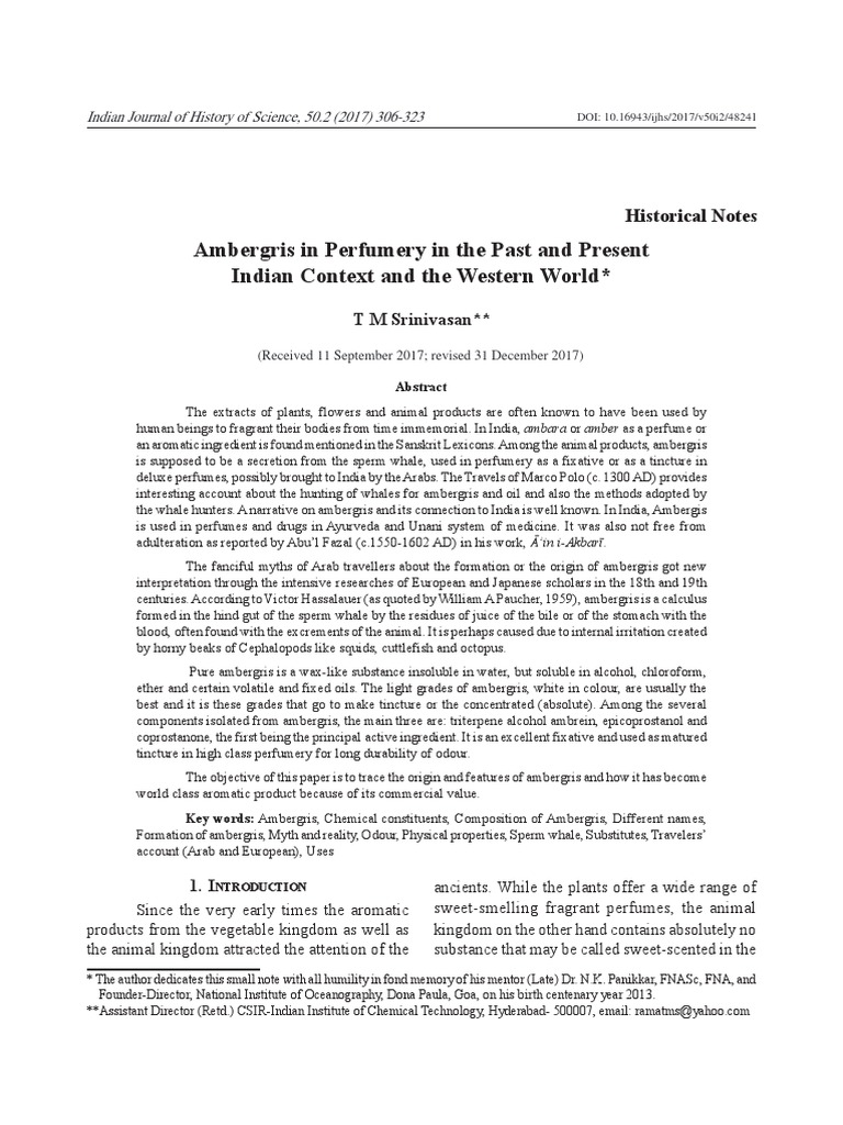 Historical Note of Ambergris in Perfumery in The Past | PDF | Perfume ...