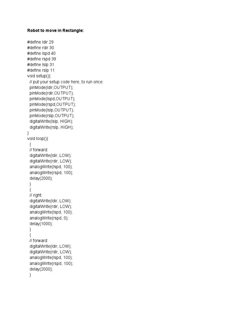 Robot To Move in Rectangle | PDF | Teaching Methods & Materials | Technology & Engineering
