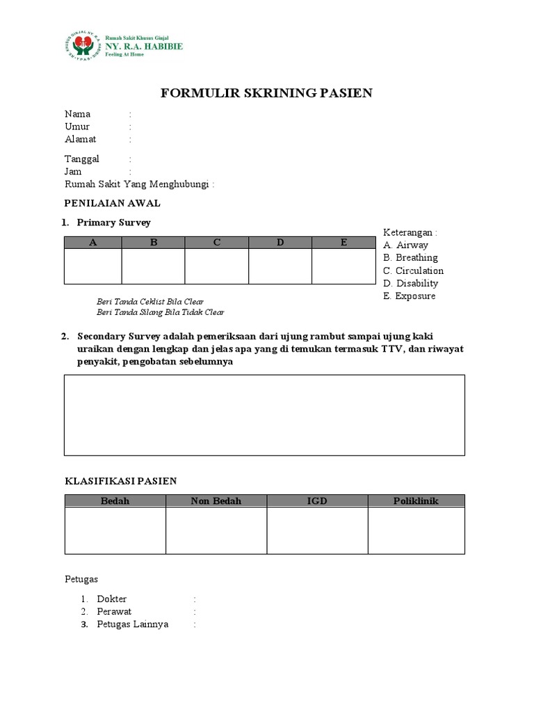 Formulir Skrining Pasien | PDF