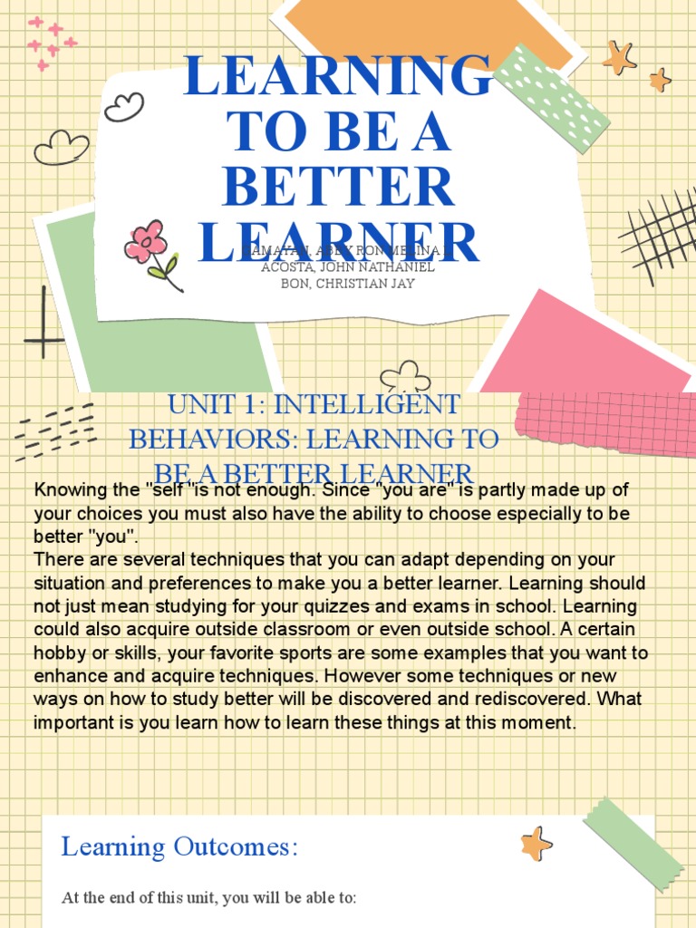 Becoming a Better Learner Techniques | PDF | Metacognition | Learning