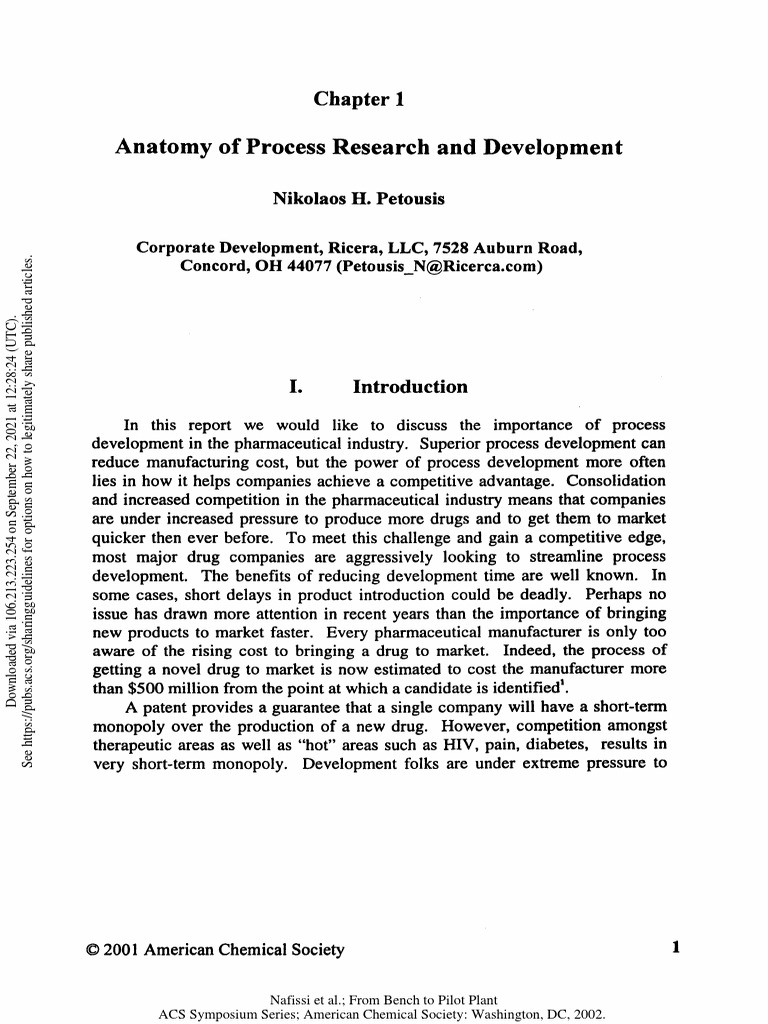 Anatomy of Process Research and Development: Nikolaos H. Petousis | PDF ...