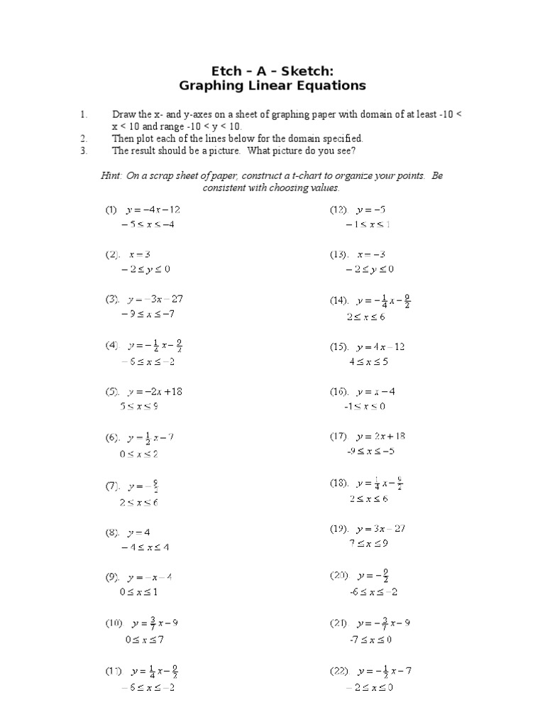 Graphing Linear Equations Activity Guide | PDF