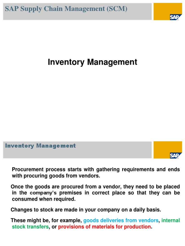 Inventory Management: SAP Supply Chain Management (SCM) | PDF ...