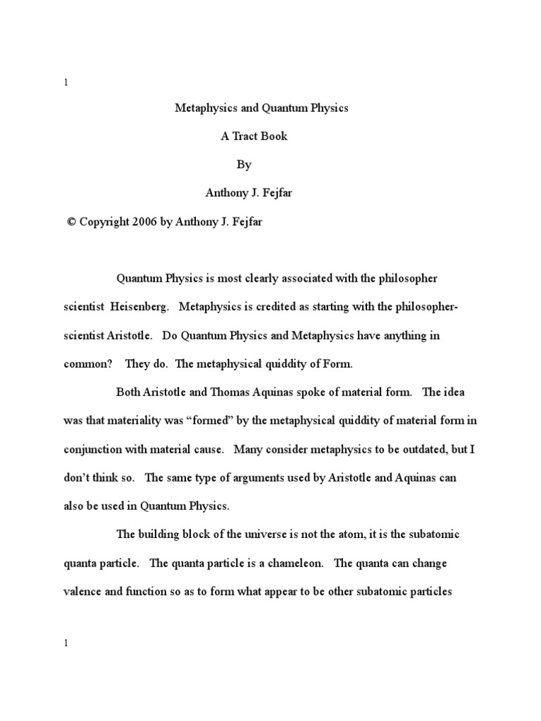 Metaphysics and Quantum Physics | PDF | Quantum | Metaphysics