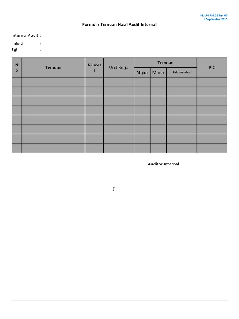 Audit Internal Form Laporan | PDF