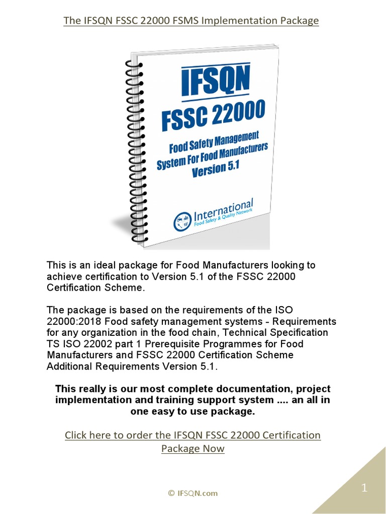 FSSC 22000 FSMS Implementation Package V5.1 Brochure | PDF | Hazard ...