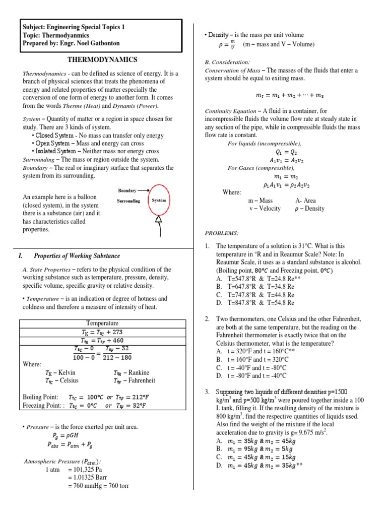 Thermodynamics: Subject: Engineering Special Topics 1 Topic ...