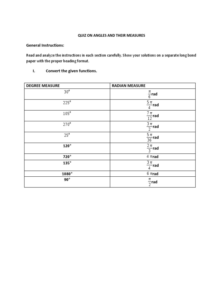 Quiz On Angles | PDF