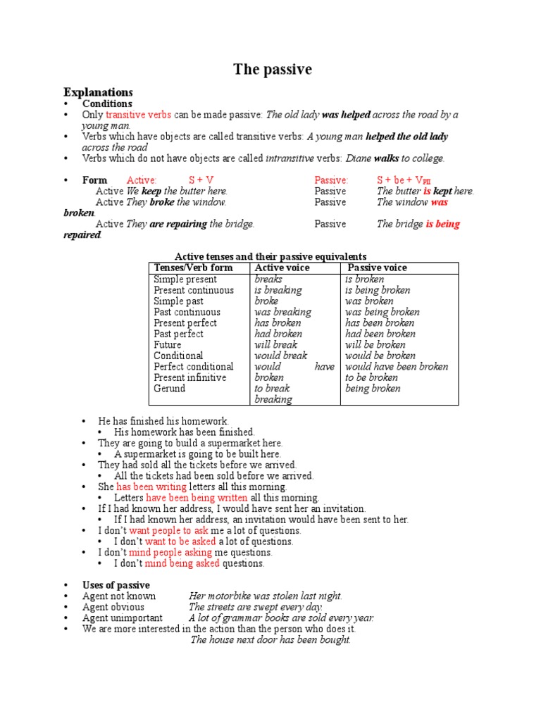 The Passive: Explanations | PDF | Verb | Grammatical Conjugation