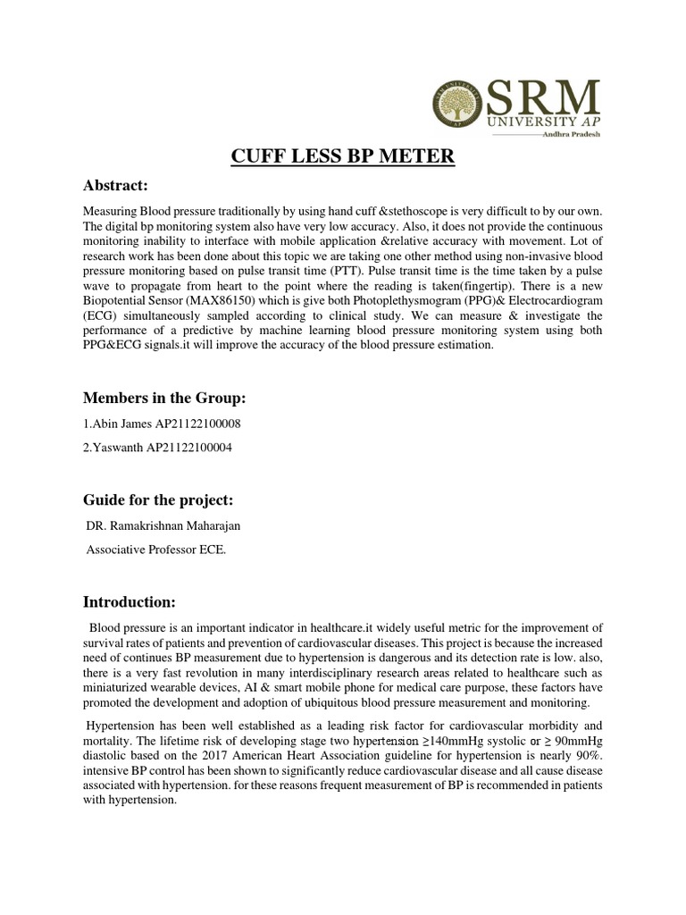 Abstract Mini Project 2021 | PDF | Hypertension | Blood Pressure