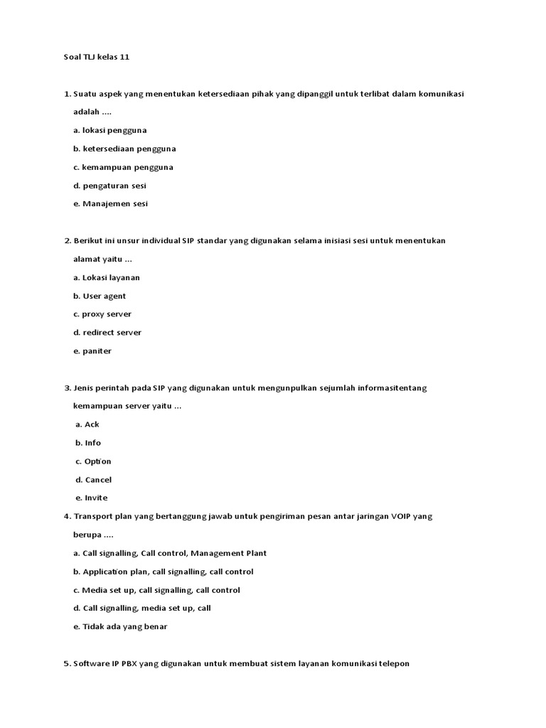 Soal TLJ Kelas 12 | PDF