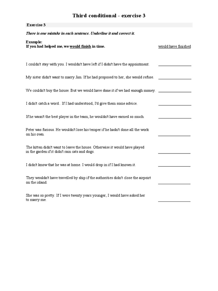 If Clause Type 3 Exercise 3 | PDF