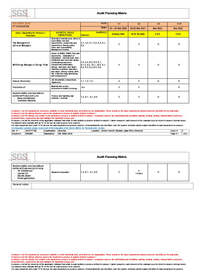 Audit Planning Matrix: PT Essentra | PDF | Audit | Engines