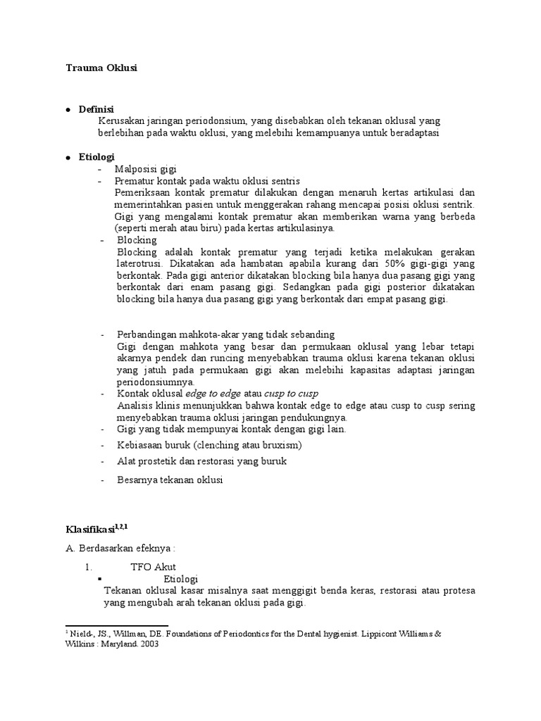 Definisi dan Etiologi Trauma Oklusi | PDF | Kesehatan Holistik | Sains ...