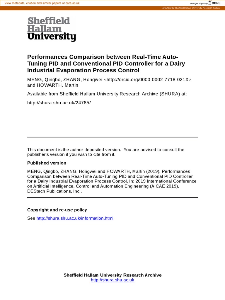 Performances Comparison Between Real-Time Auto-Tuning PID and Conventional PID Controller For A ...