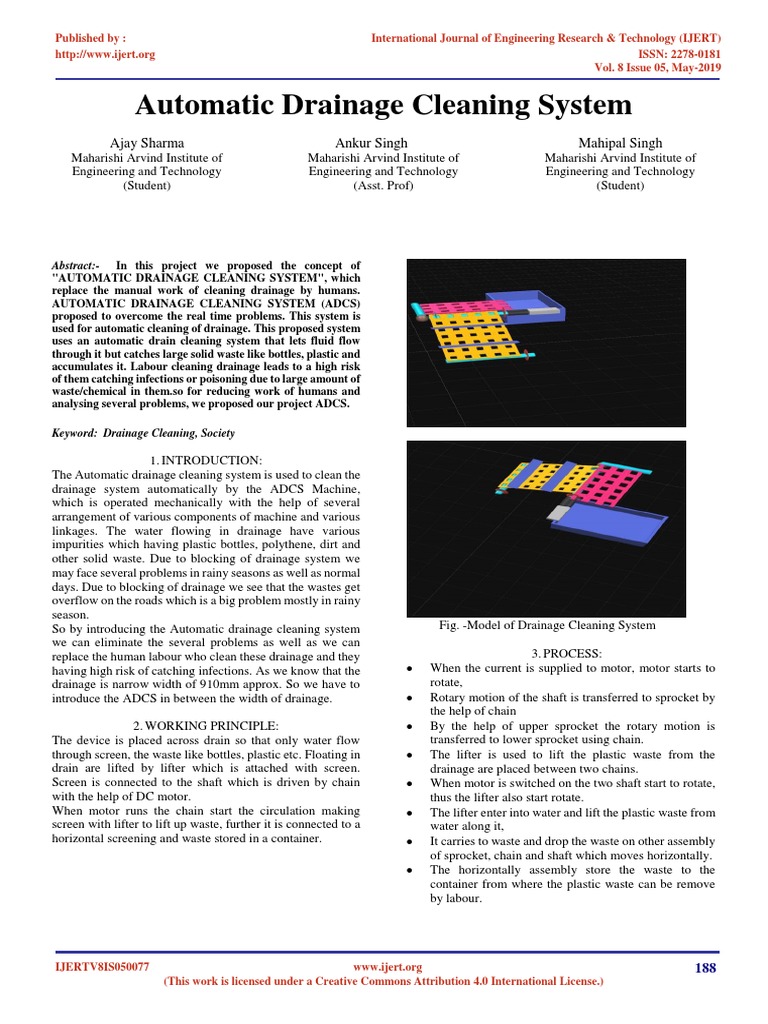 Automatic Drainage Cleaning System | PDF | Electric Motor | Waste