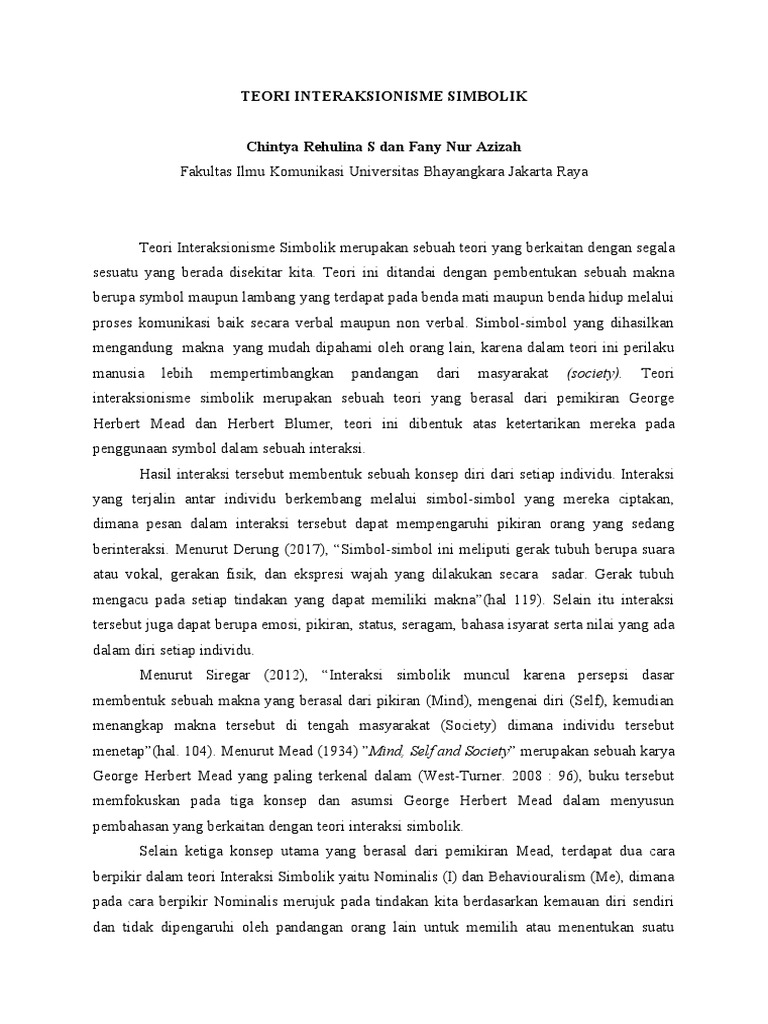 Teori Interaksionisme Simbolik | PDF