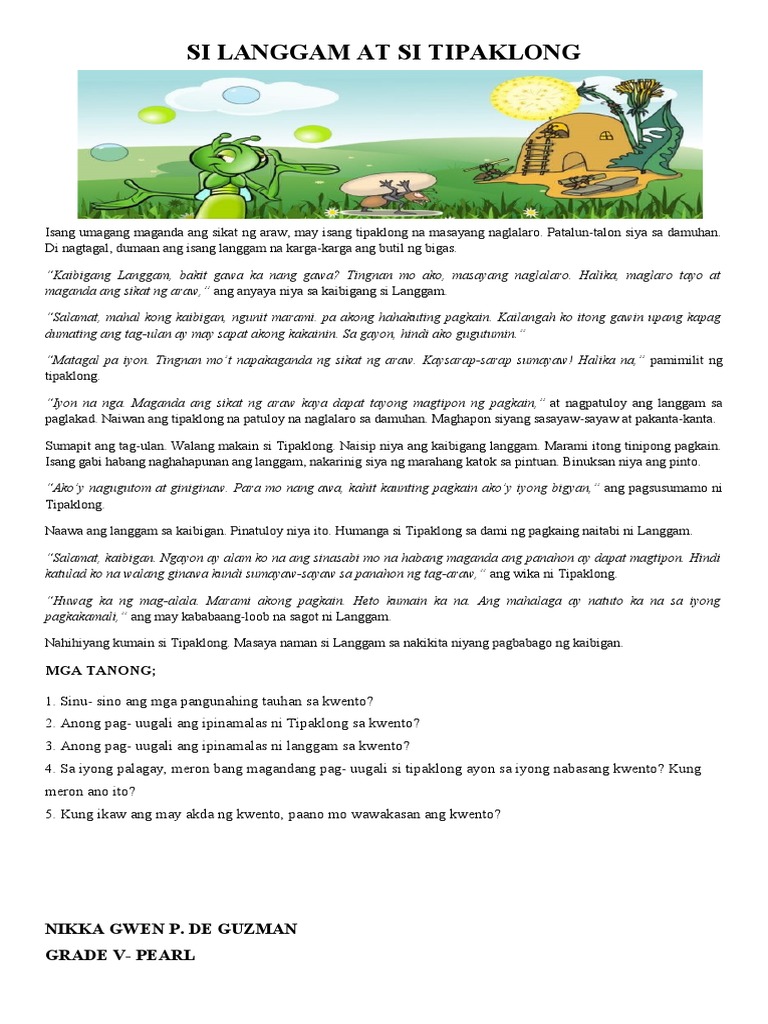 Si Langgam at Si Tipaklong | PDF