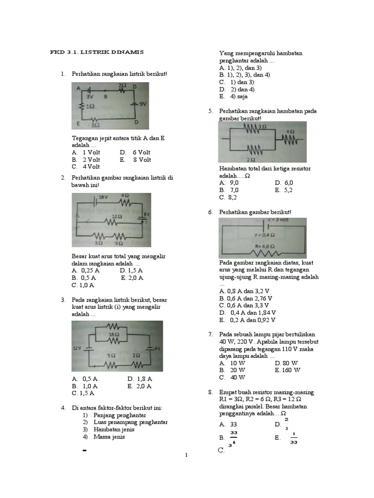 Soal Fisika Listrik Dinamis | PDF