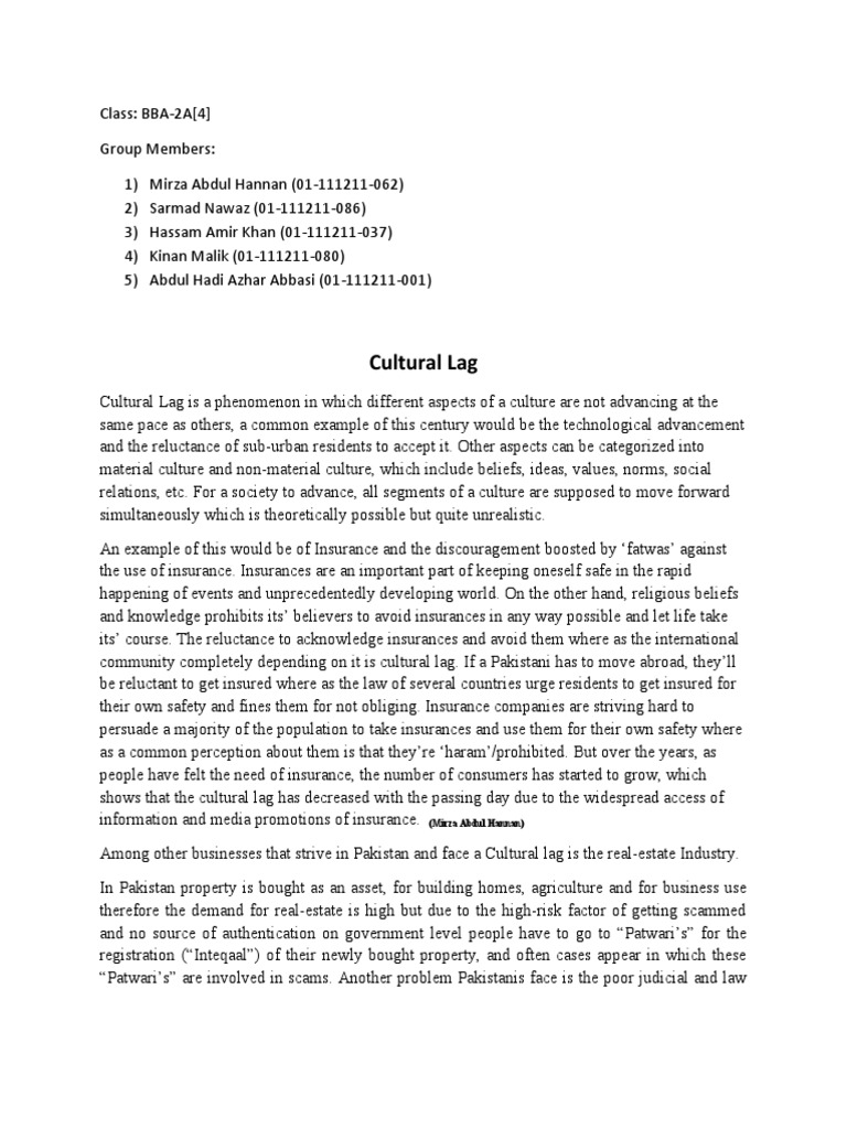 An Analysis of Cultural Lag Through Examples in Various Business ...