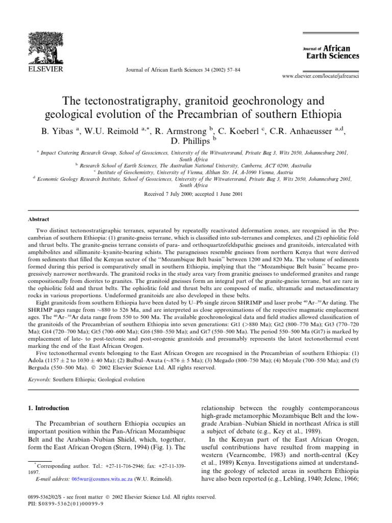 181 Precambrian Ethiopia JAES2002 | PDF | Granite | Petrology