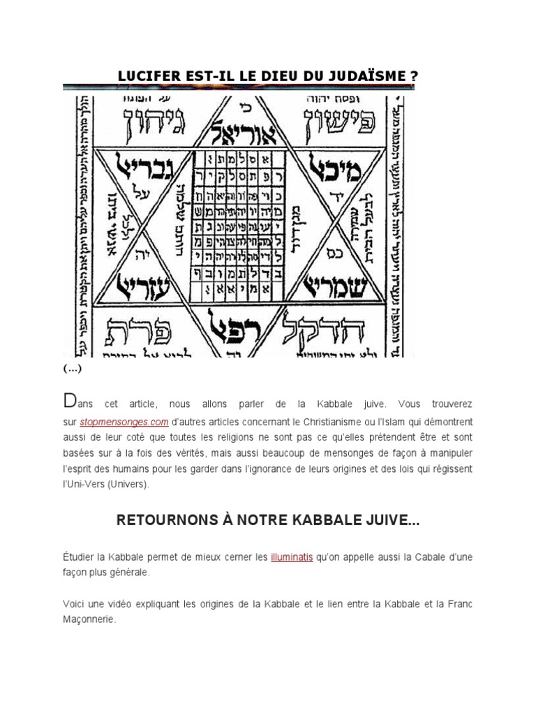 La Kabbale et le Dieu du Judaïsme | PDF | Tétragramme | Dénomination de ...