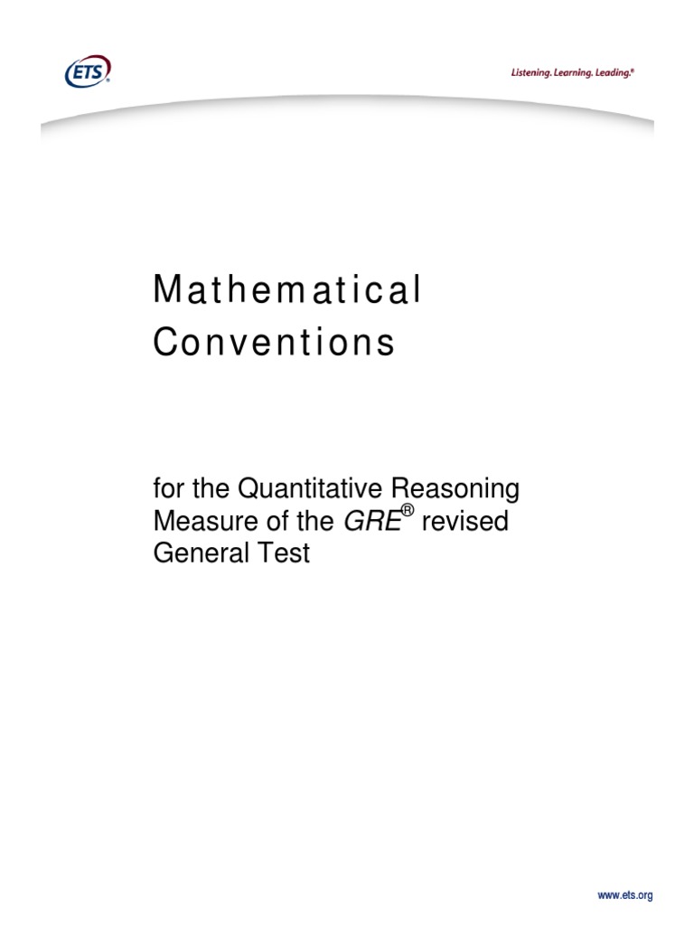 Mathematical Conventions: For The Quantitative Reasoning Measure of The ...